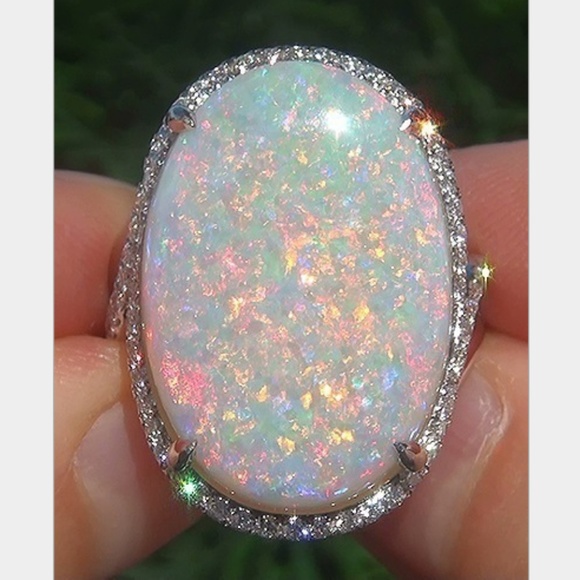 Go Shop | Jewelry | New Sterling Silver White Fire Opal Ring | Poshmark
